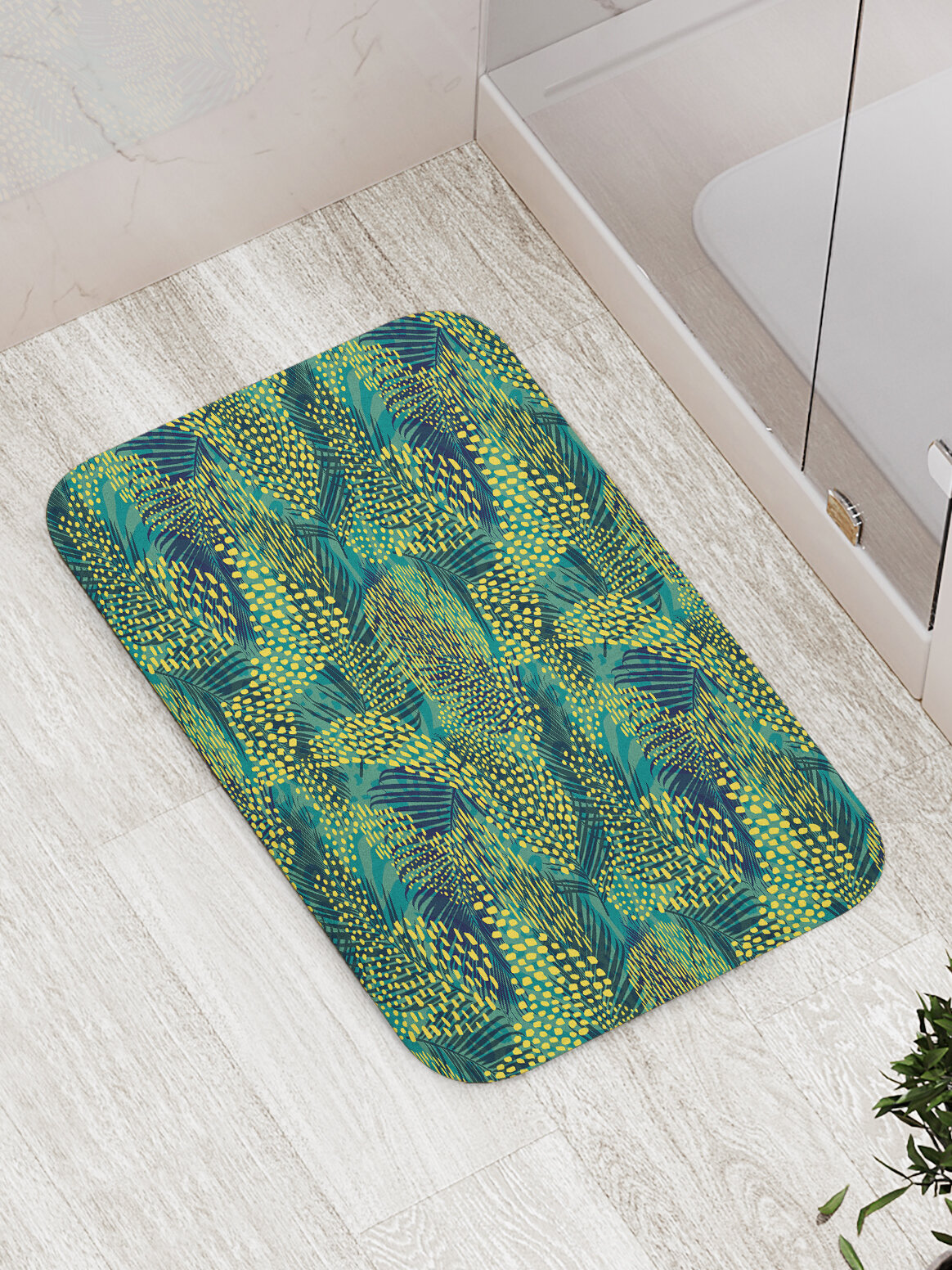 Коврик для ванной комнаты и туалета противоскользящий "Листья пальмы" 52х77 см, JoyArty