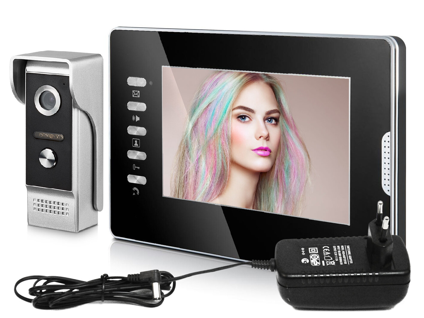 Видеодомофон для дома с подключением электрозамка EP-7300 Black с диагональю 18 см - видеодомофон для квартиры цветной