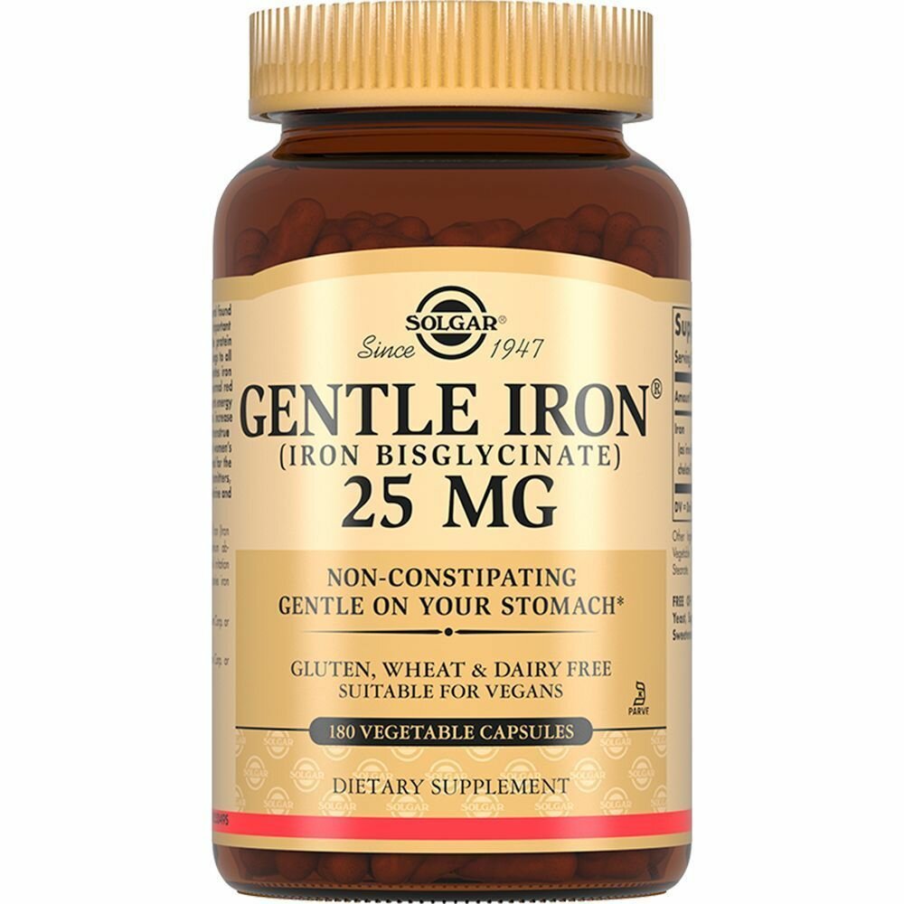 Солгар Легкодоступное железо, капсулы по 475 мг+10%, 180 штук