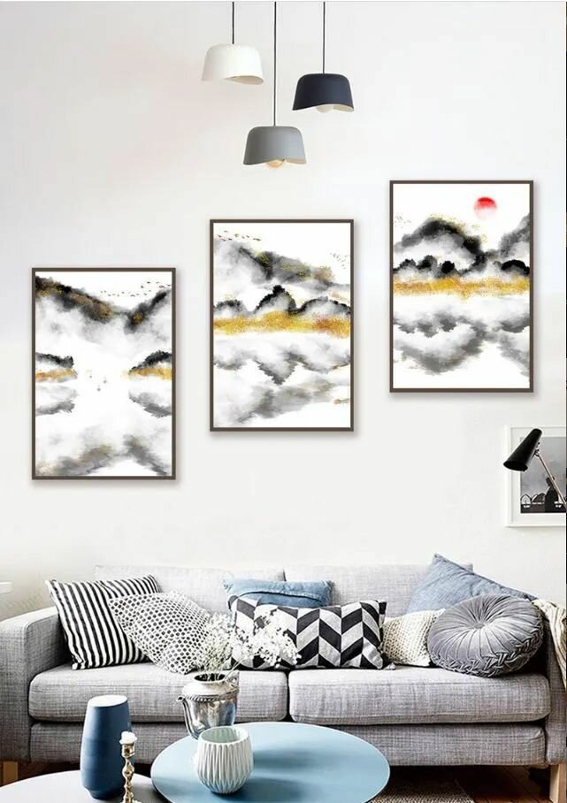 Модульная картина Триптих тучи 150х80