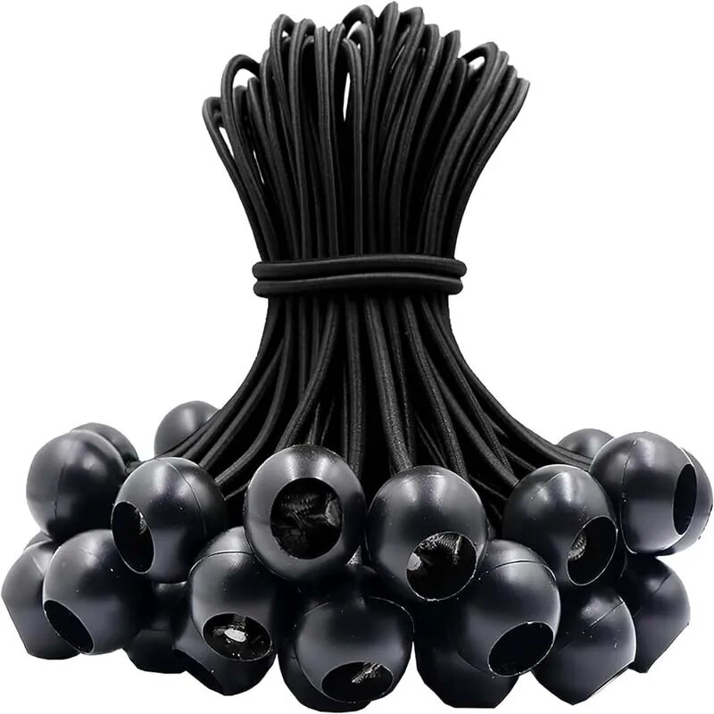 Банджи-шнур с шариками Nylon+PVC 15мм белый и черный White, 100 Pcs