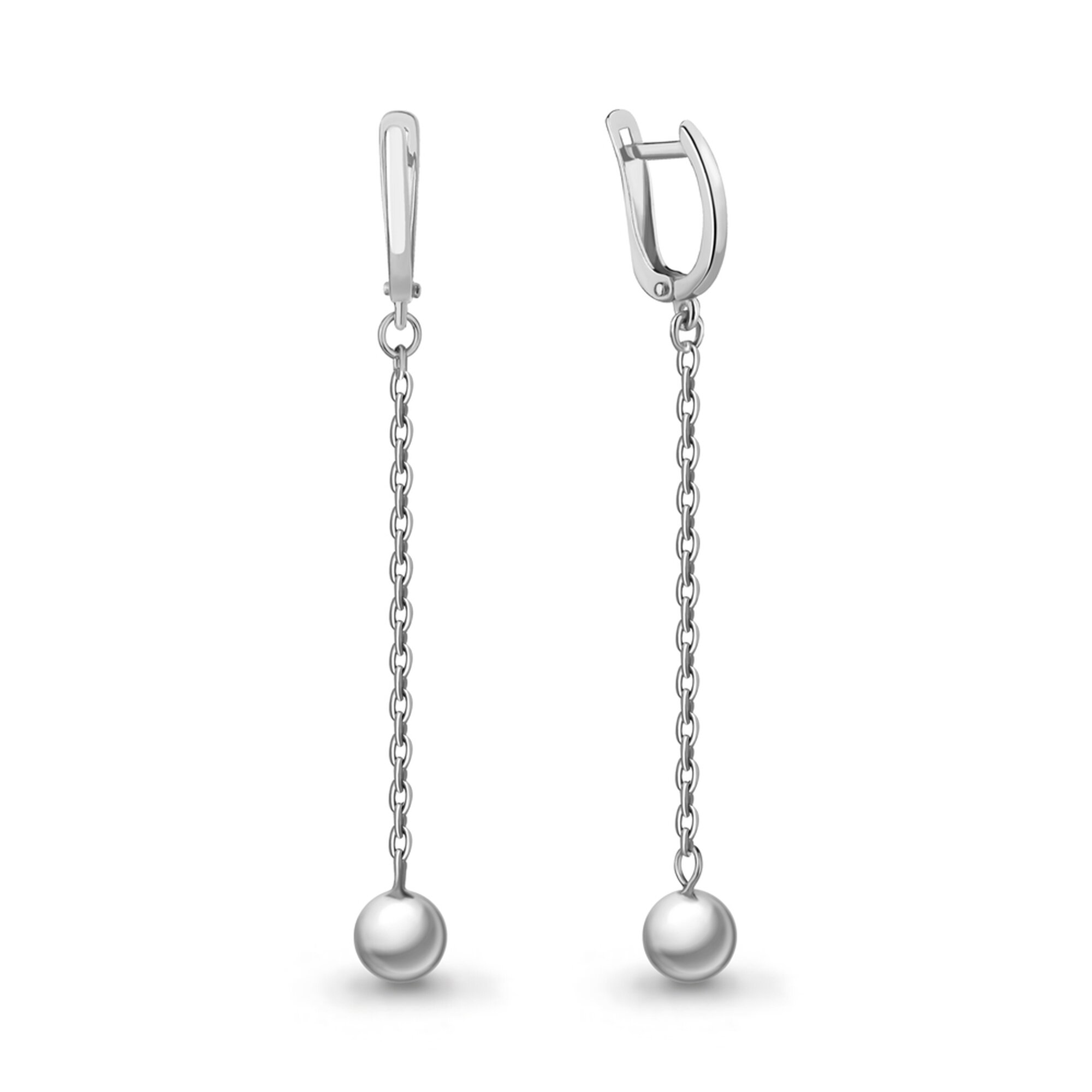 Серьги, серебро, 925 проба, родирование