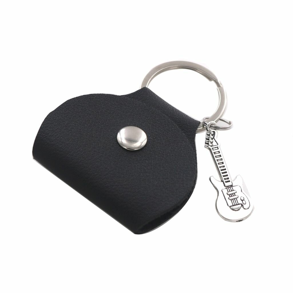 Чехол для медиаторов из искусственной кожи с кольцом и подвеской, - Черный пакет для сбора урожая silve