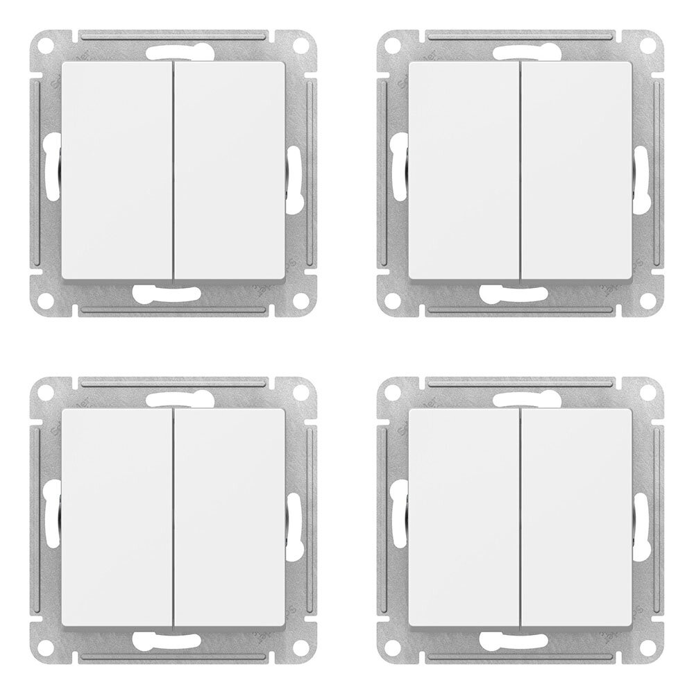 Выключатель Systeme Electric AtlasDesign двухклавишный встраиваемый белый с самовозвратом (ATN000117) (4 шт.)