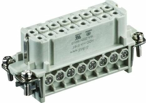 Разъем TE Connectivity T2010162201-000 HDC "мама" HA PIN 16 16+PE размер 5 16А 250В 66x16мм 1 шт