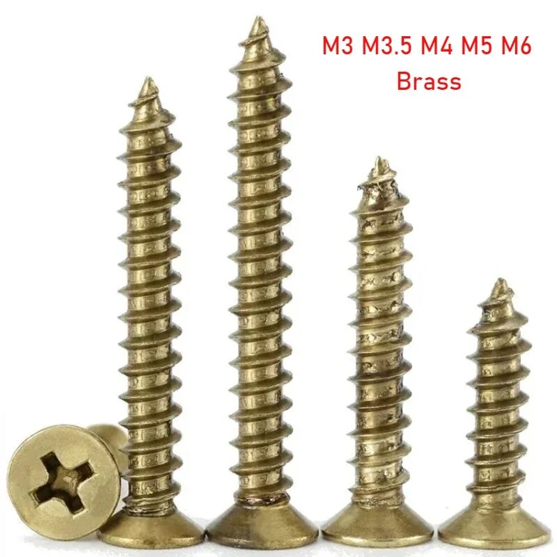 Латунные самонарезающие винты с потайной головкой M3 M3.5 M4 M5 M6 M5(3pcs), 12 мм