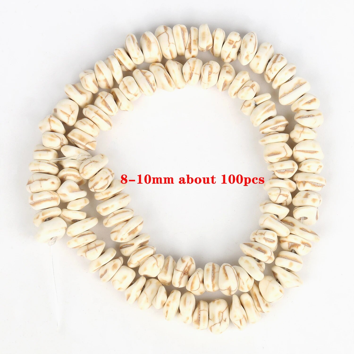 Бусины из натурального камня Xilitata зелёно-бирюзового цвета Бежевый, 8-10mm Irregular