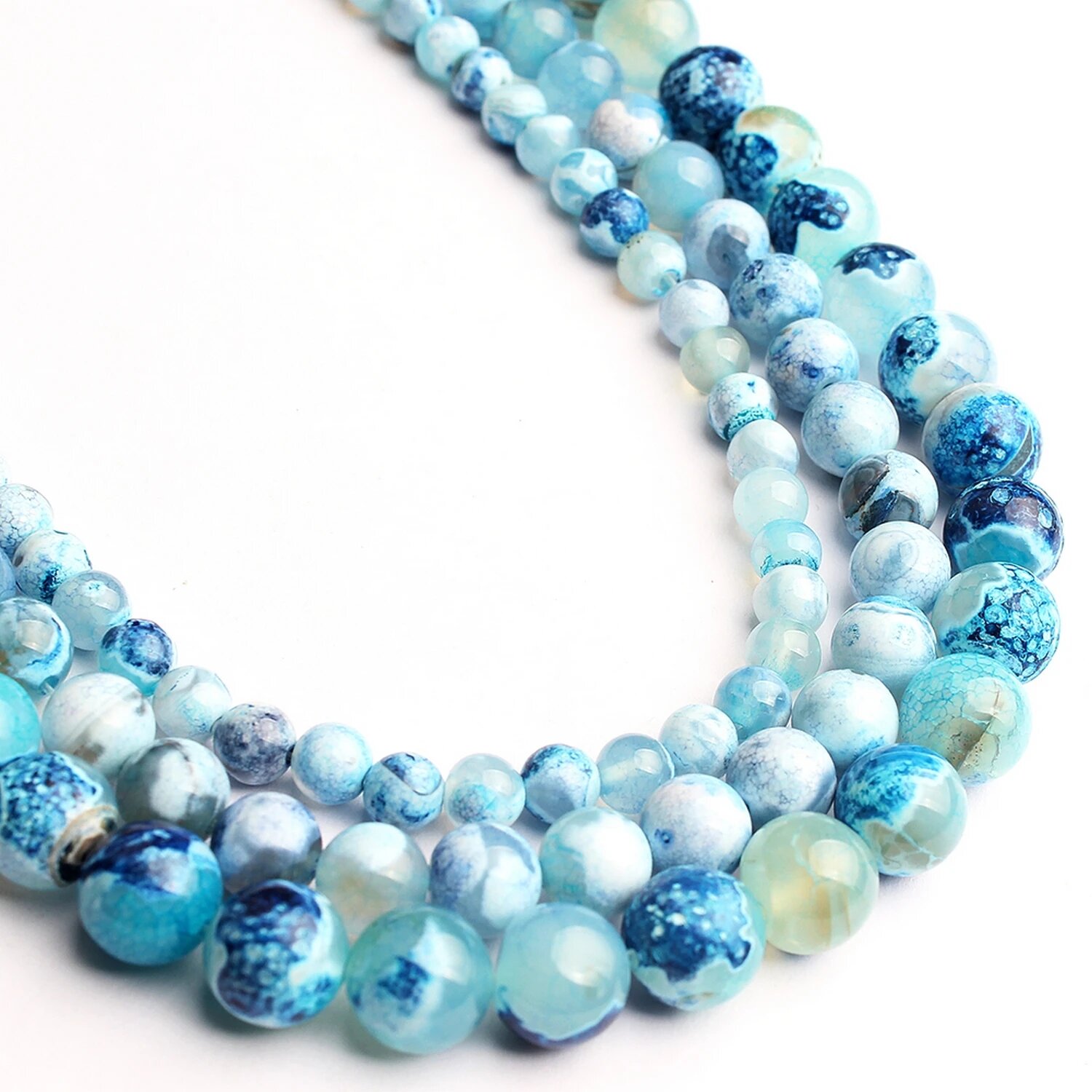 Бусины из натурального камня NPCXSZ, синие, 4/6/8/10/12 мм 6mm about 61pcs, fire agate