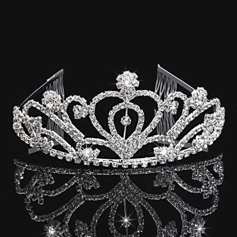 Хрустальная тиара для свадьбы, Metal color: 2