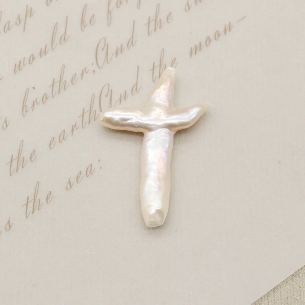 Бусина из натурального жемчуга, большой крест в стиле барокко, без отверстий, пресноводный жемчуг, свободные бусины для самостоятельного изготовления ювелирных изделий, ожерелье, серьги, аксессуары