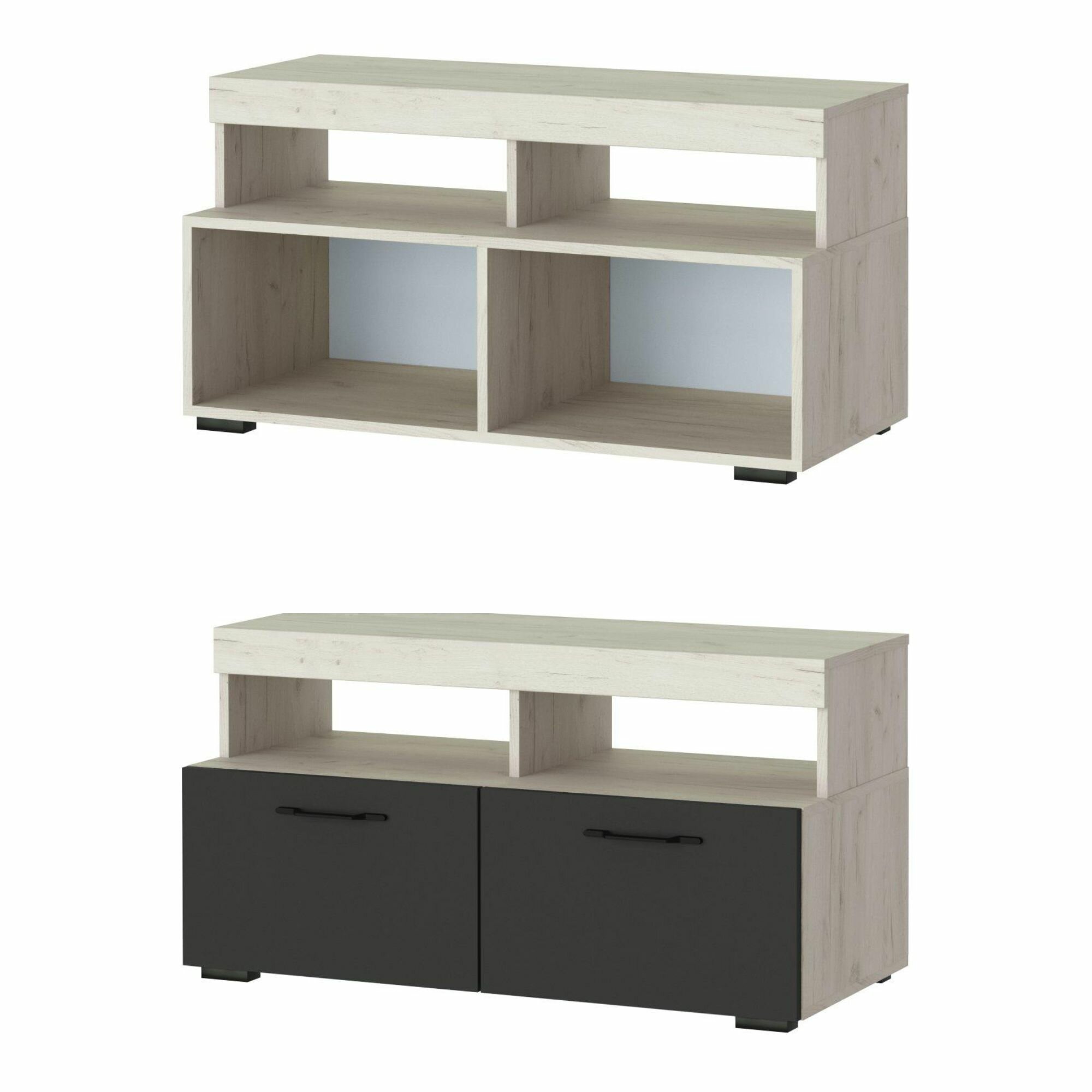 Тумба для телевизора Памир Соната ТМС-1200, Крафт белый / Антрацит