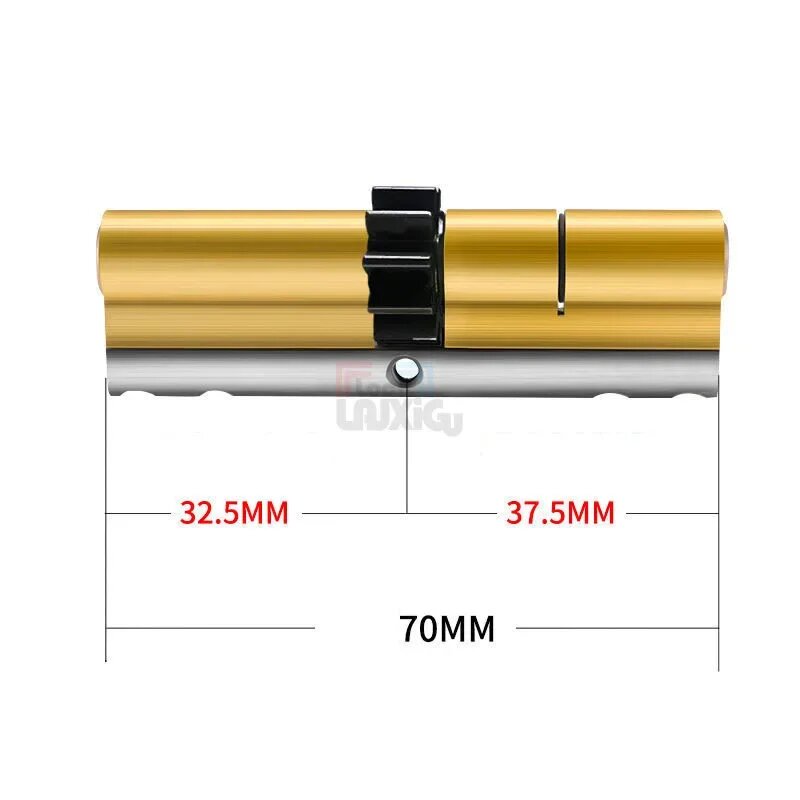 Цилиндр замка латунный 70x32.5x37.5 мм, 10 зубьев