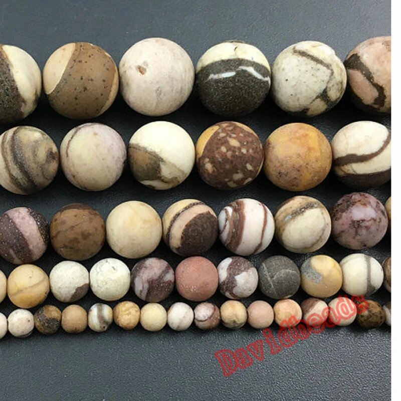 Матовые бусины из австралийской зебры, яшма, Матовые Круглые Бусины