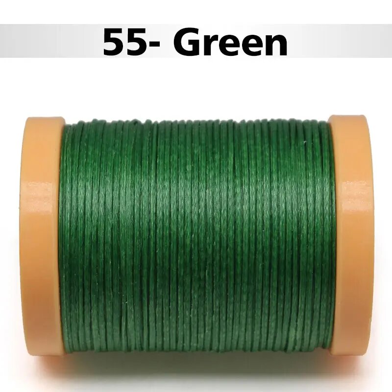 Tepoztec плоская вощеная нить для шитья кожи 0,8 мм 0.8mm 150D 65M, Зеленый, 55 - Green