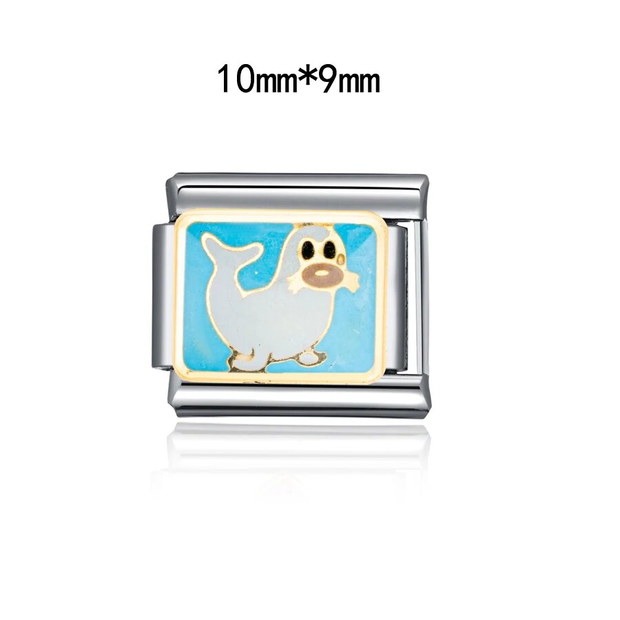 Чарм из нержавеющей стали с щенком, 10x9 мм, Color: 1 Charm SLMK-09JG-12