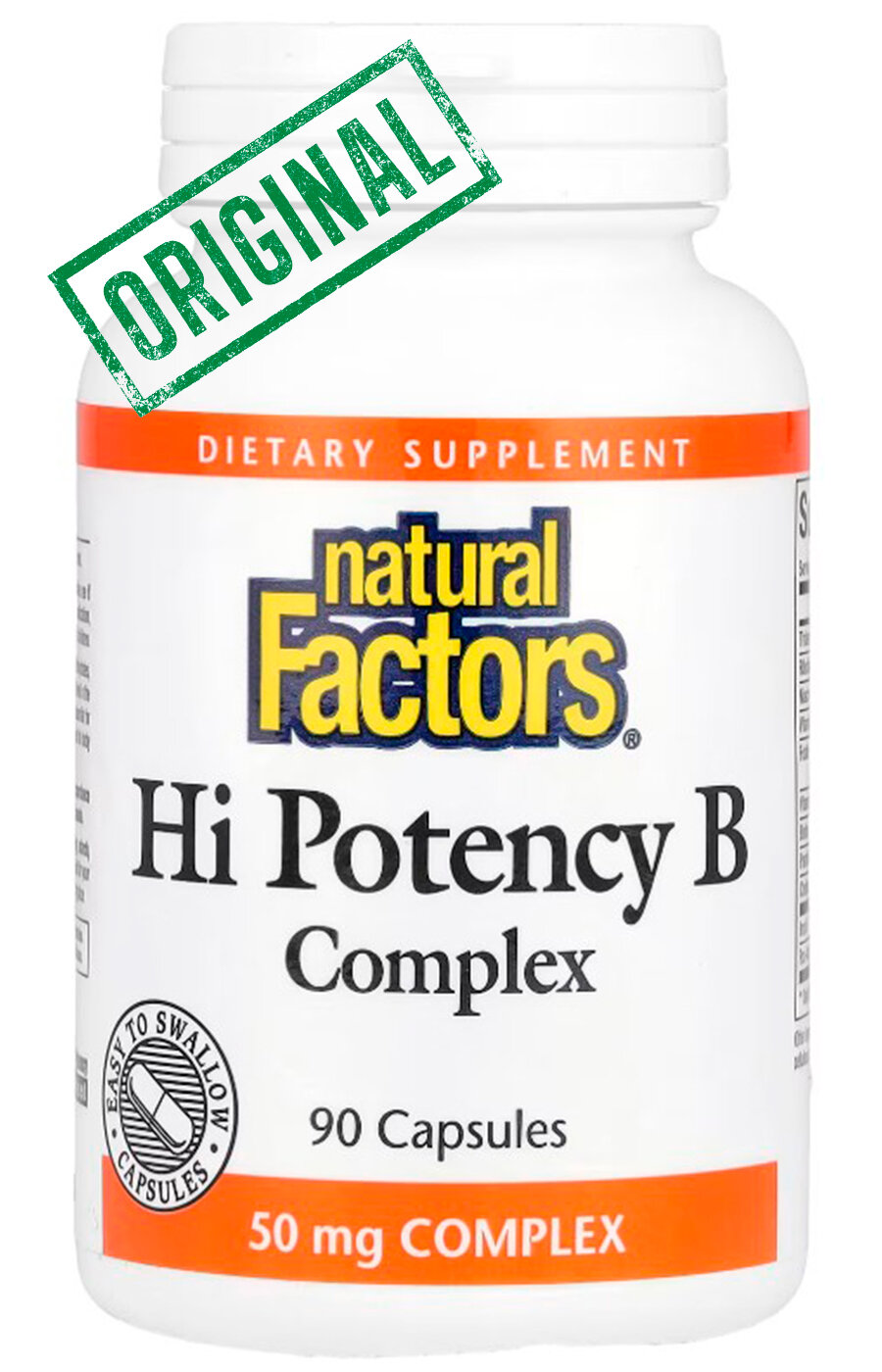 Natural Factors, Hi Potency B Complex, комплекс витаминов группы B высокой эффективности, 90 капсул (США)