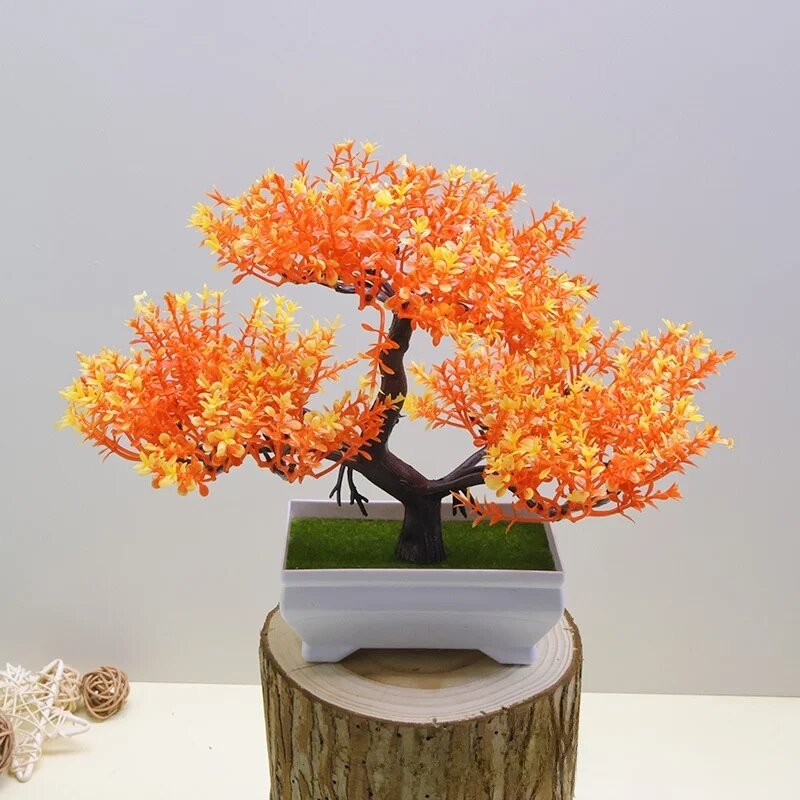 Искусственный бонсай из пластика orange yellow