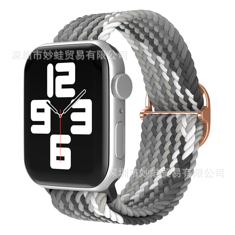 Ремешок для часов, для Apple Watch, нейлон, плетеный, двойной, черный, градиентный