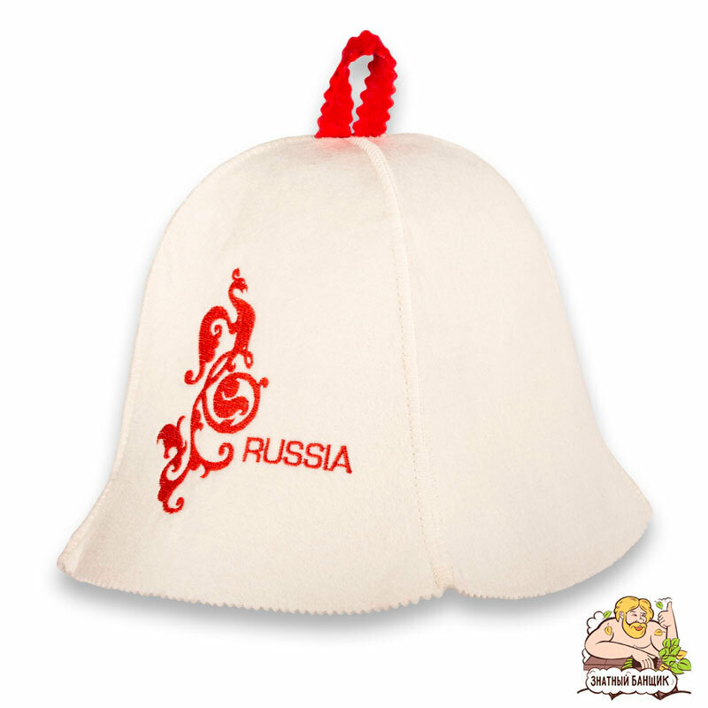 Шапка для бани "Russia" белая