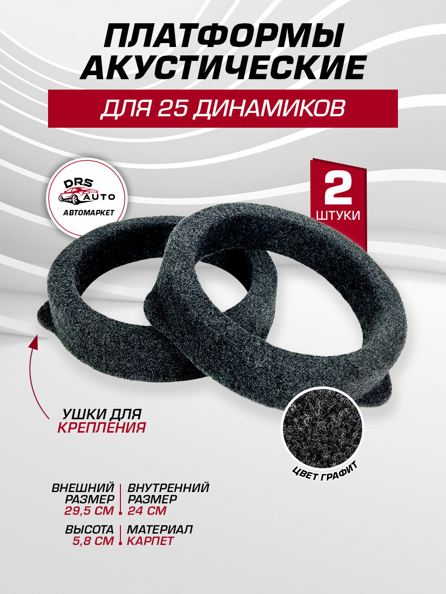 Подиумы под динамики 25 см (10 дюйм) 2 шт, высота 5,8 см, платформы с площадками