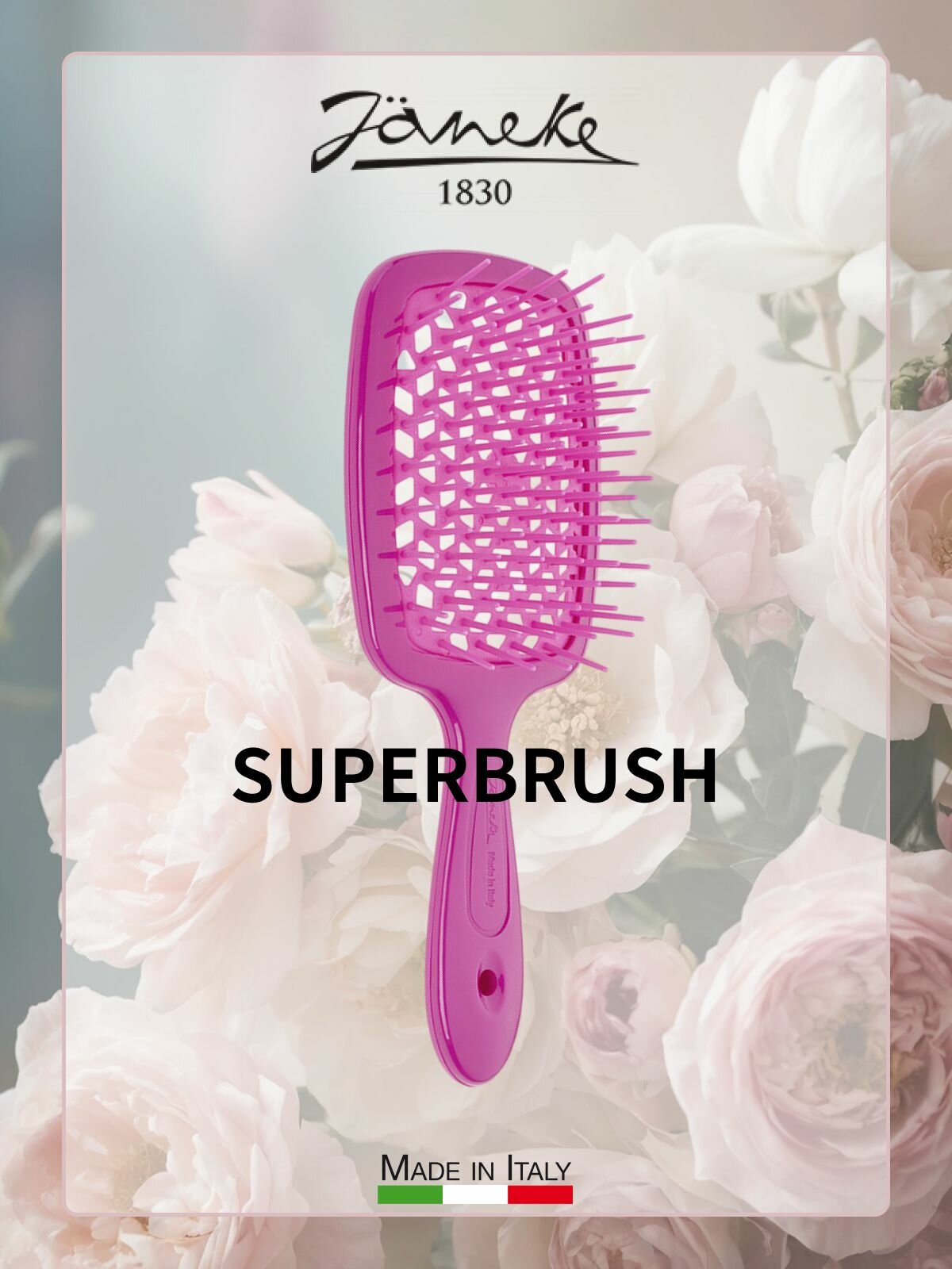 Janeke SUPERBRUSH Щетка для волос, 82SP226FF2, флуоресцентный розовый, 20,3x8,5x3,1 см