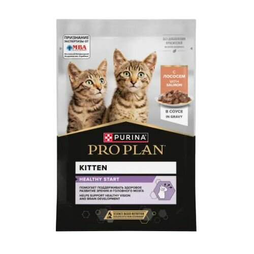 PRO PLAN 85 г пауч влажный корм для котят, с лососем в соусе