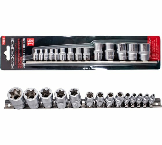 Набор торцевых головок ROCKFORCE 1/2 &1/4 &3/8 DR звездочка E4-24 14пр RF-4158