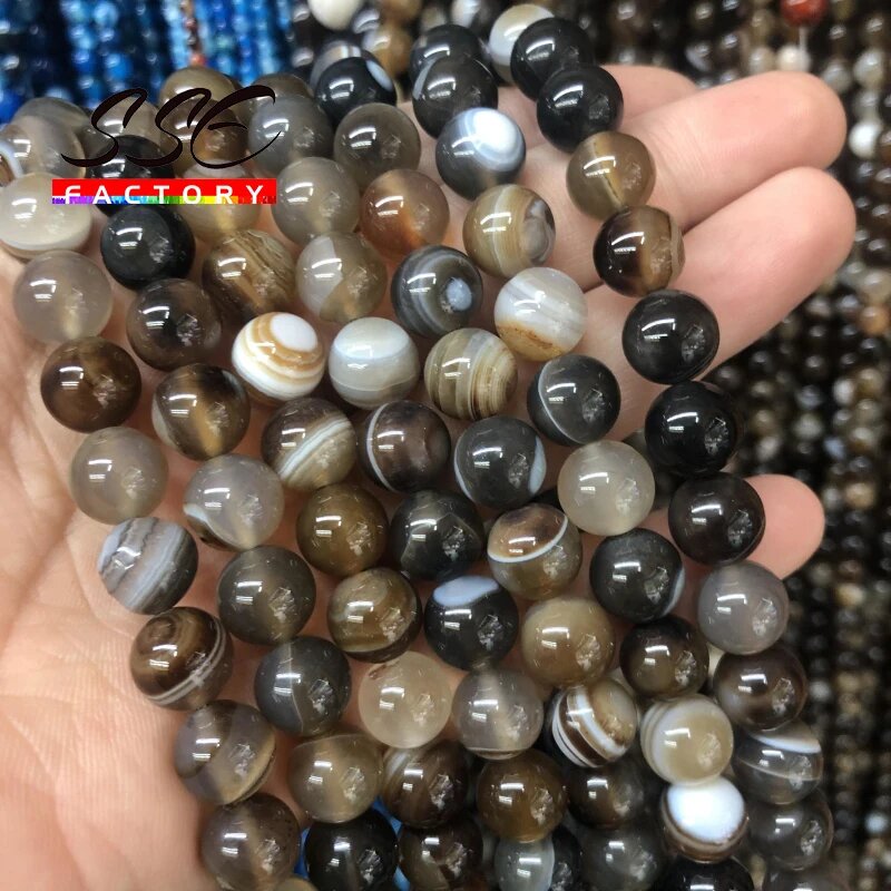 Коричневые полосатые бусины из агата Sunshine and Beads 4-12 мм 4mm 85 to 95pcs