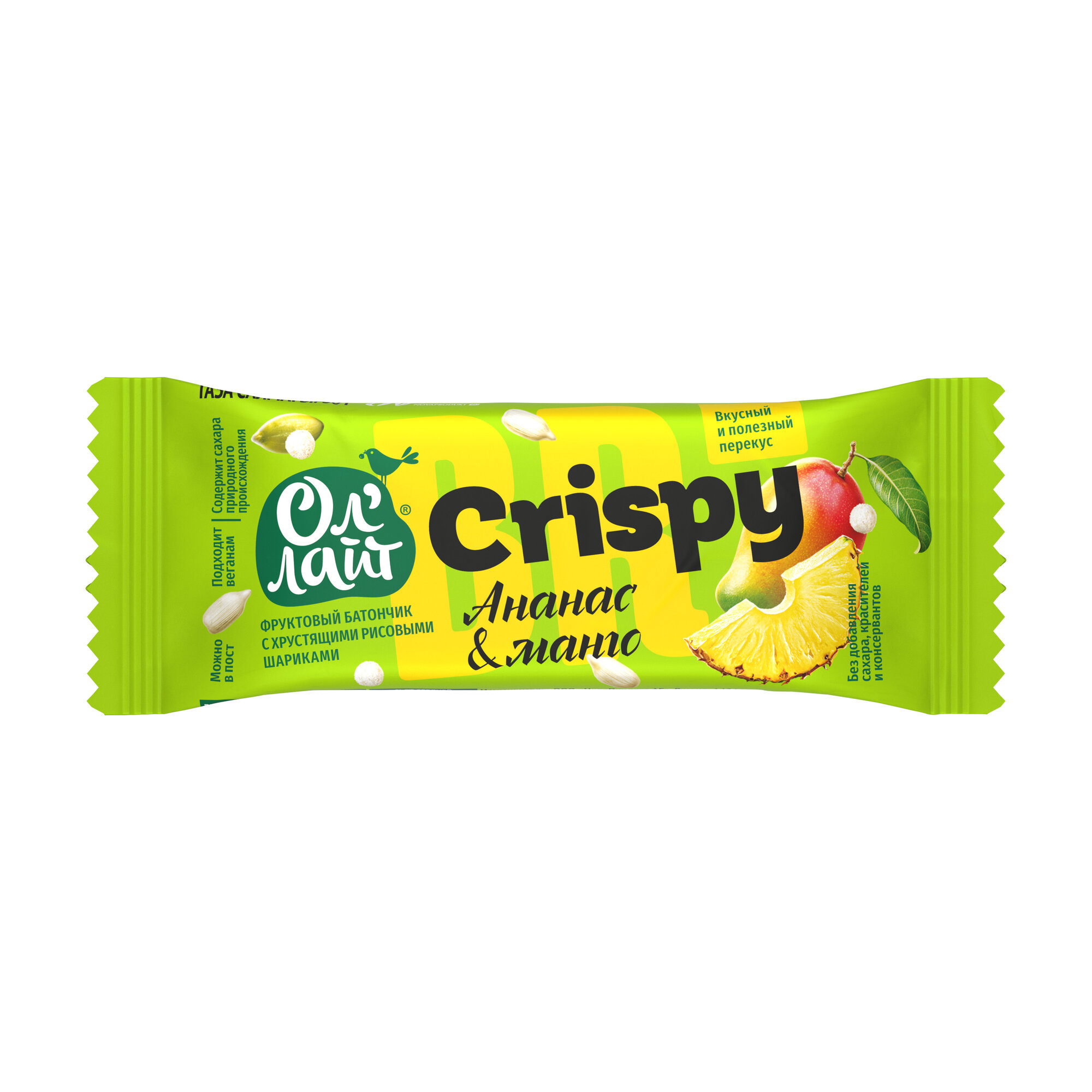 Батончик Crispy "Ананас-манго". Ол'Лайт 0,03кг.