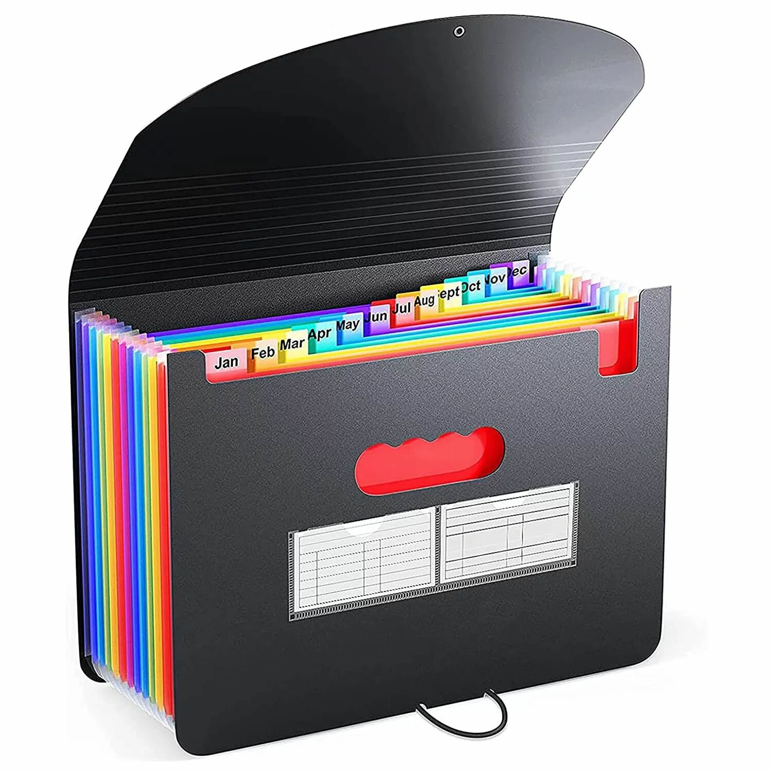 Расширяющаяся папка с 24 карманами, черная настольная папка-органайзер, органайзер для хранения файлов с расширяющейся крышкой (размер A4)