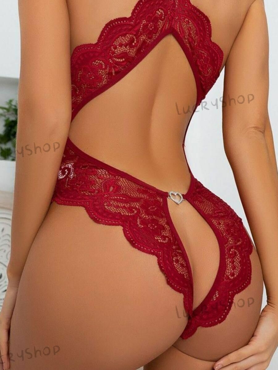 Боди "Эротическое", кружевное, женское, с доступом, цвет красный, размер S