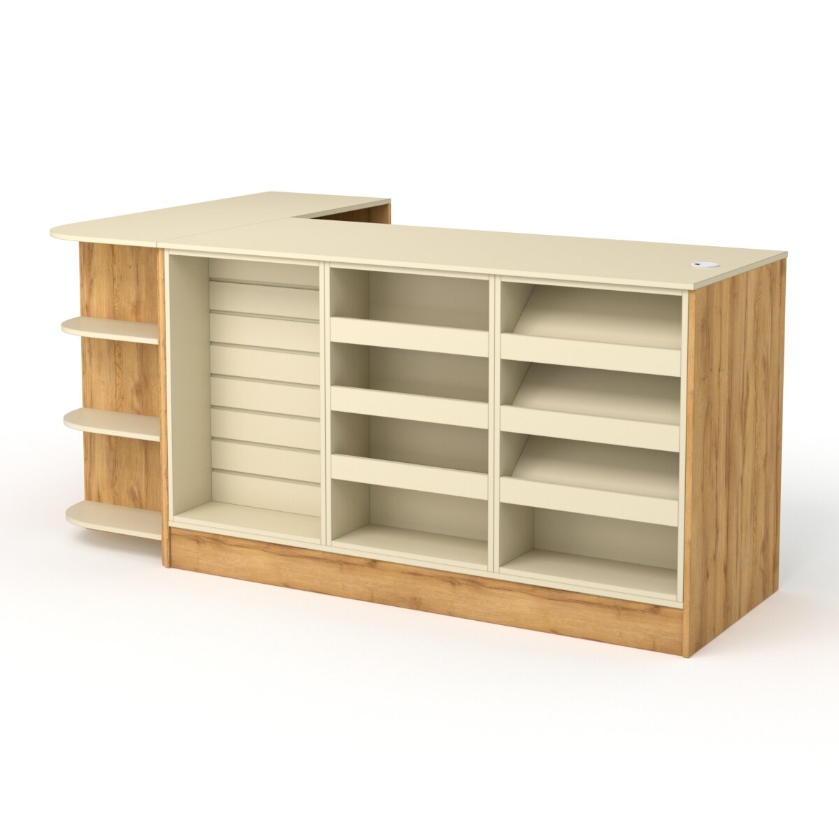 Кассовый стол "ривьера" №4 левосторонний, Дуб Золотистый и Крем Вайс