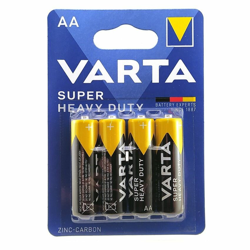 Батарейка (4шт) солевая пальчиковая VARTA R6 AA Super Heavy Duty 1.5В (бл4)