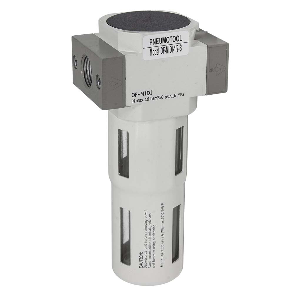 Фильтр влагоотделитель PI TOOLS OF-PIT-MIDI-G1/2", 3000 л/мин, металлический корпус, от 0 до 16 Бар, Арт. 5889