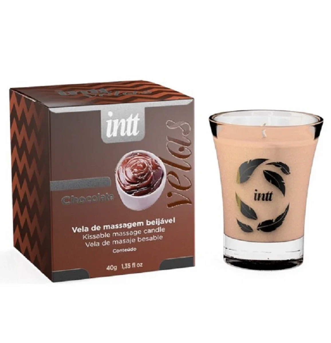 Массажная свеча для поцелуев "INTT", с ароматом шоколада 40 г