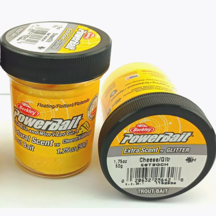 Паста форелевая желтая Berkley PowerBait 50г, вкус Сыр с блесками
