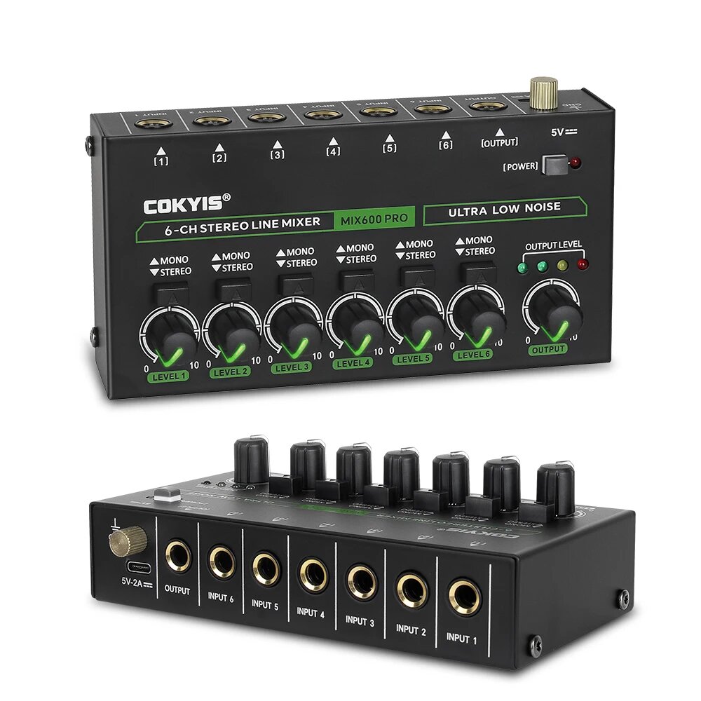 OLOOPKY MIX600 PRO 6-канальный стереомикшер MIX600 PRO-US