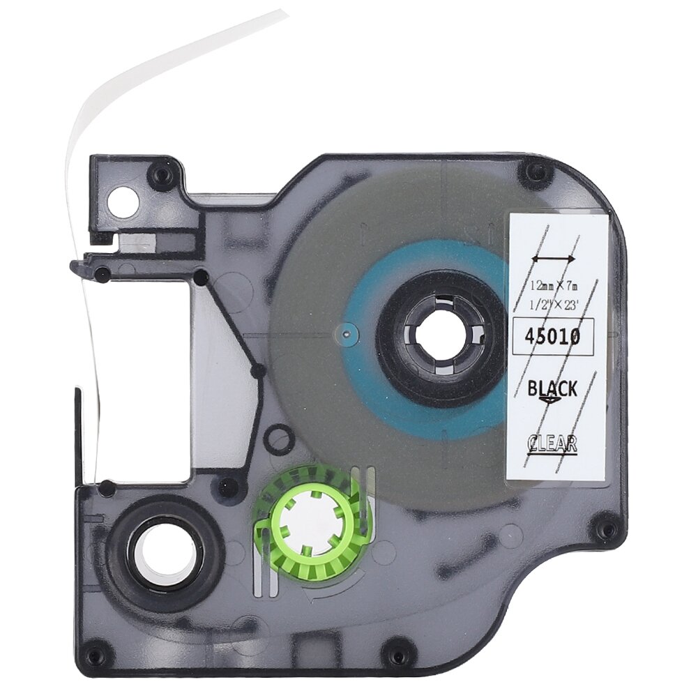 Лента ленты для маркировки Dymo для печатной бумаги D1 (12 мм черный на прозрачном фоне 45010)