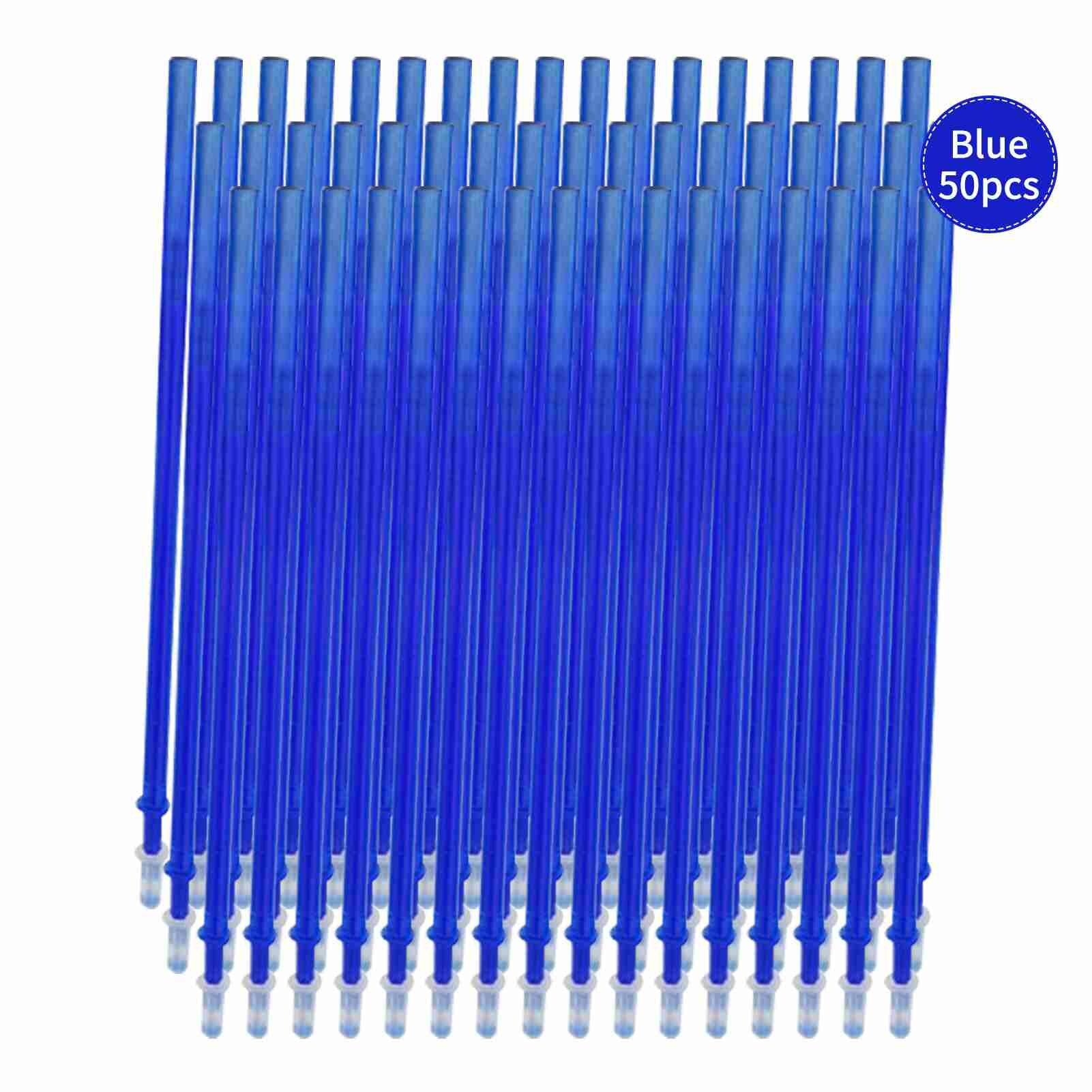 50 Штук Синих Чернил Со Стирающимися Гелевыми Ручками Для Заправки Тонкой Точки 0,5 мм Замена Ручек для Офисных Школьных Письменных Принадлежностей