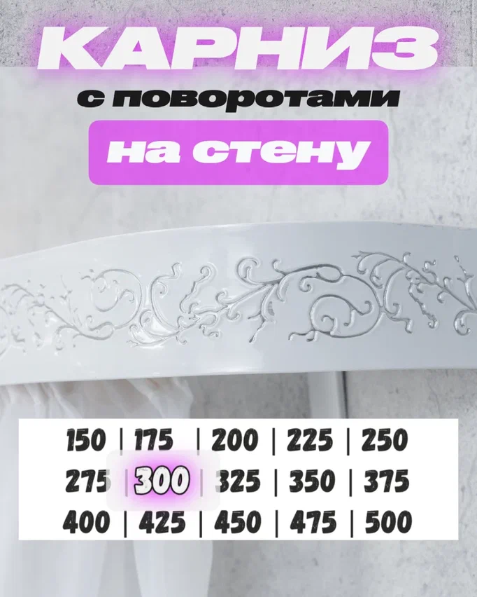Настенная гардина 300 см двух рядная красивая цвета белого твоя зона комфорта