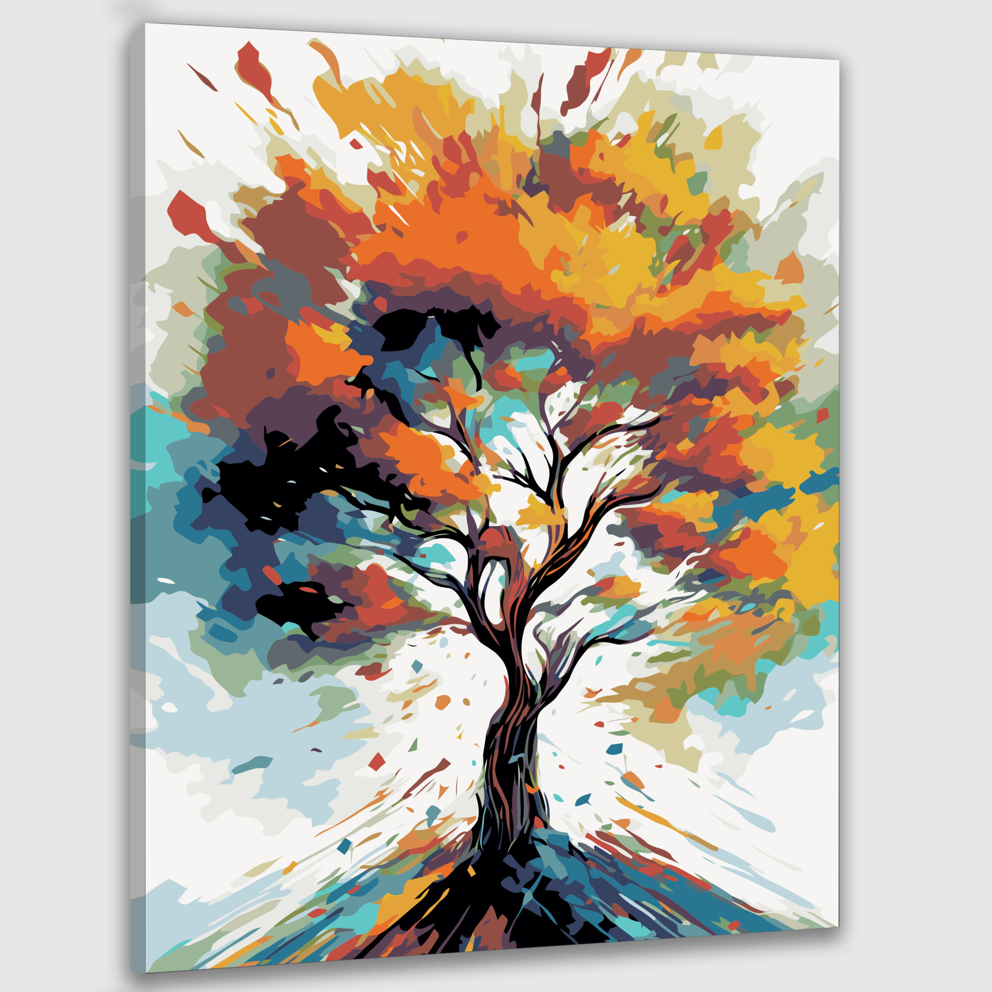 Картина по номерам 40x50 см, дерево, энергия, динамизм, жизненная сила, яркие цвета, смелые мазки, движение, композиция