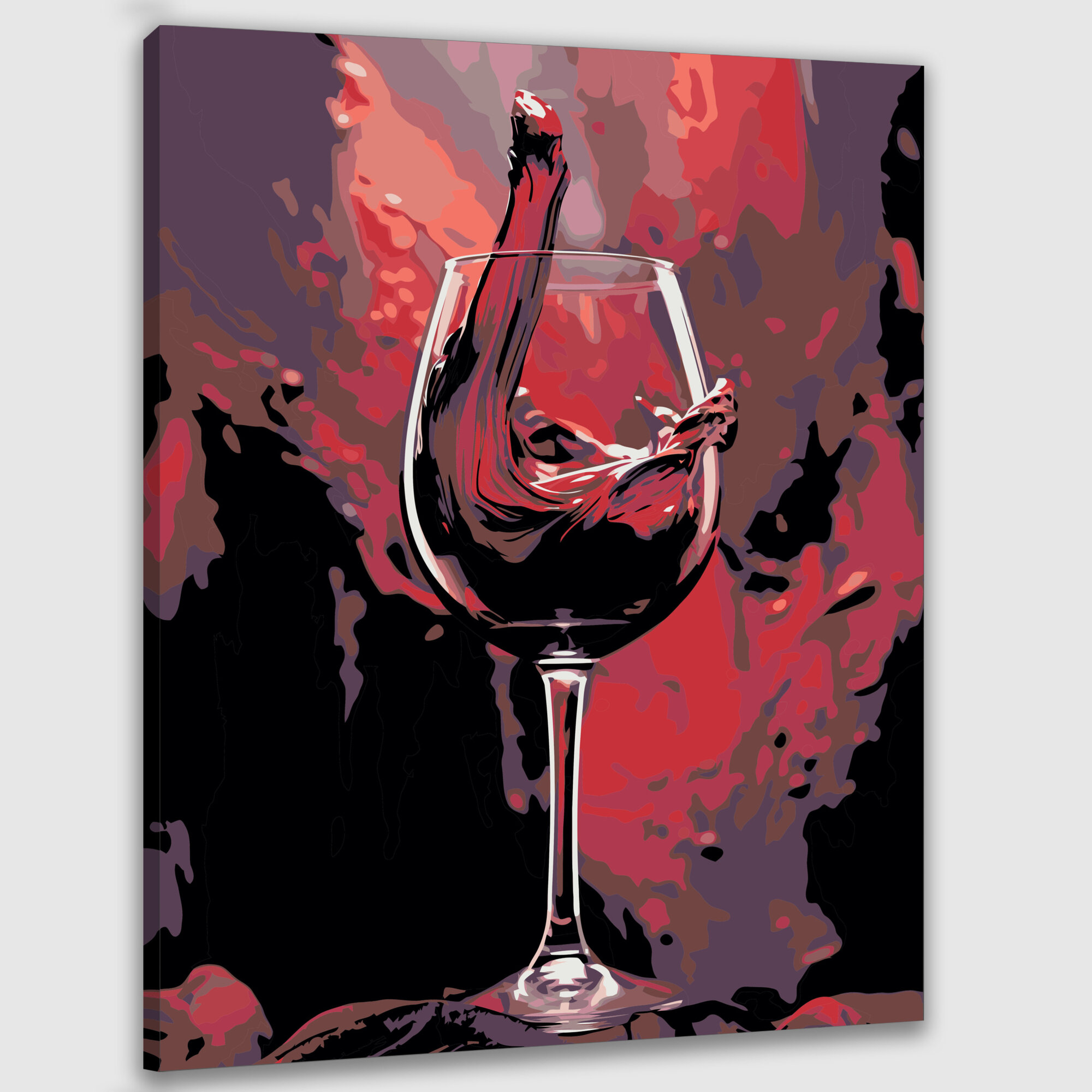 Картина по номерам 40x50 см, бокал красного вина, кисть, крупный план, фотография, художественное вдохновени, богатство