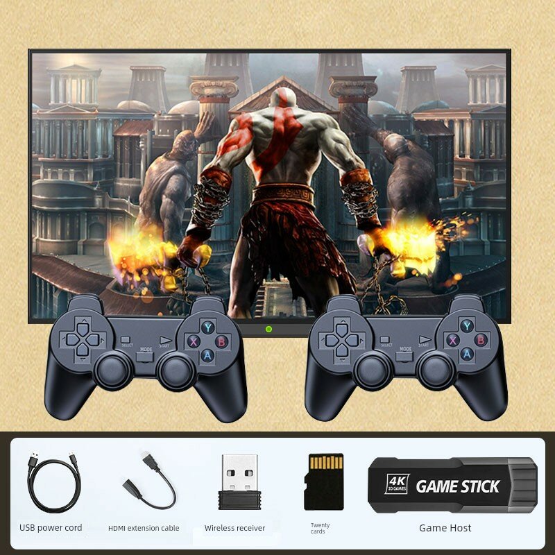 Беспроводной набор из 2 контроллеров для ретро-игр PS1/Sega, 32 ГБ памяти, черный цвет, подключение и использование без