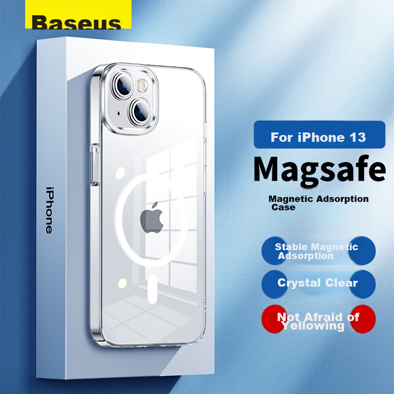 Baseus IPhone 13 Case, Magnetic MagSafe Compatible, Ultra-Thin Airbag Shockproof Phone Case for Men And Women, Transparent