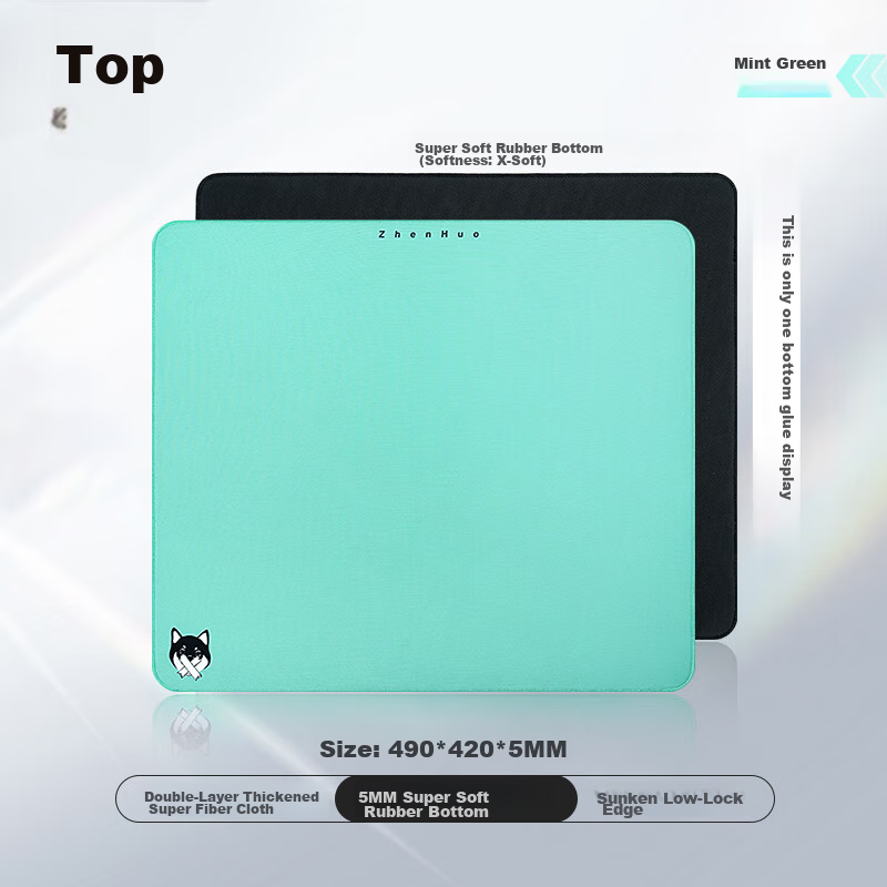 Zhenhuozhi Gaming Mouse Pad, FPS Competitive Use, Solid Color Edge-Bound Skin-Friendly Rubber Pad, Large Office Desk Mat, Wanchu, CSGO, Green, 490*420*5, Rubber Bottom