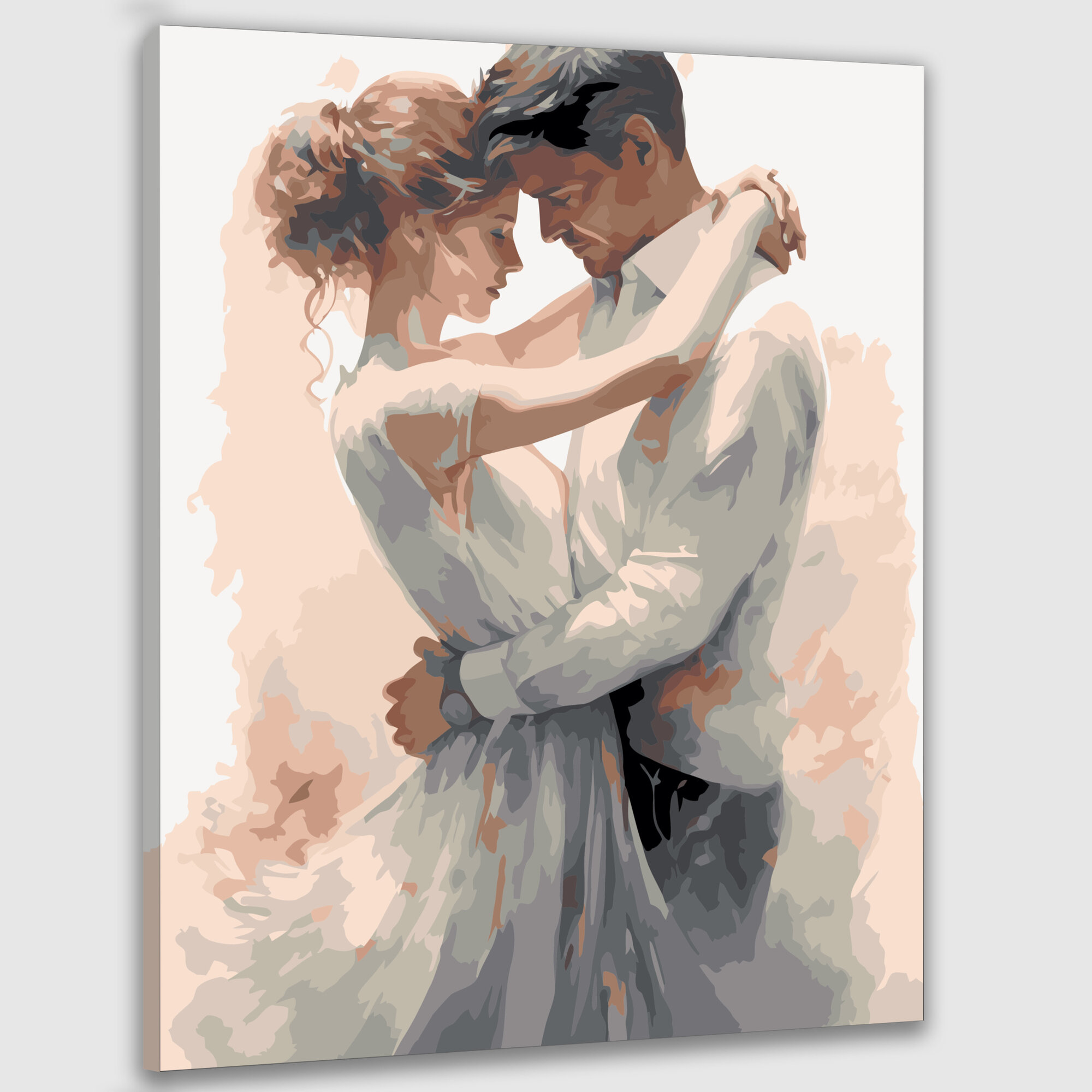 Картина по номерам 40x50 см, акварельная иллюстрация, любовь, мазки кисти, танец, переплетение тел, нежность, тепло