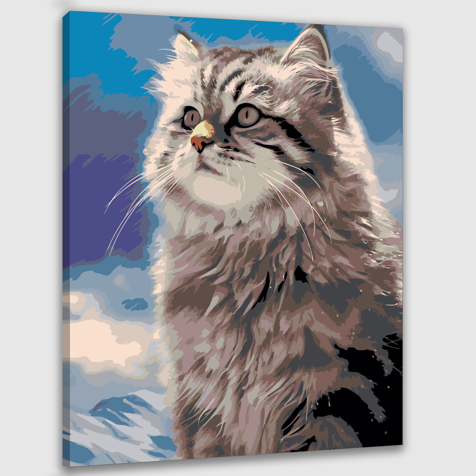 Картина по номерам 40x50 см, цифровая картина, манул, кошка Манула, заснеженный ландшафт, густой мех, белое окружение