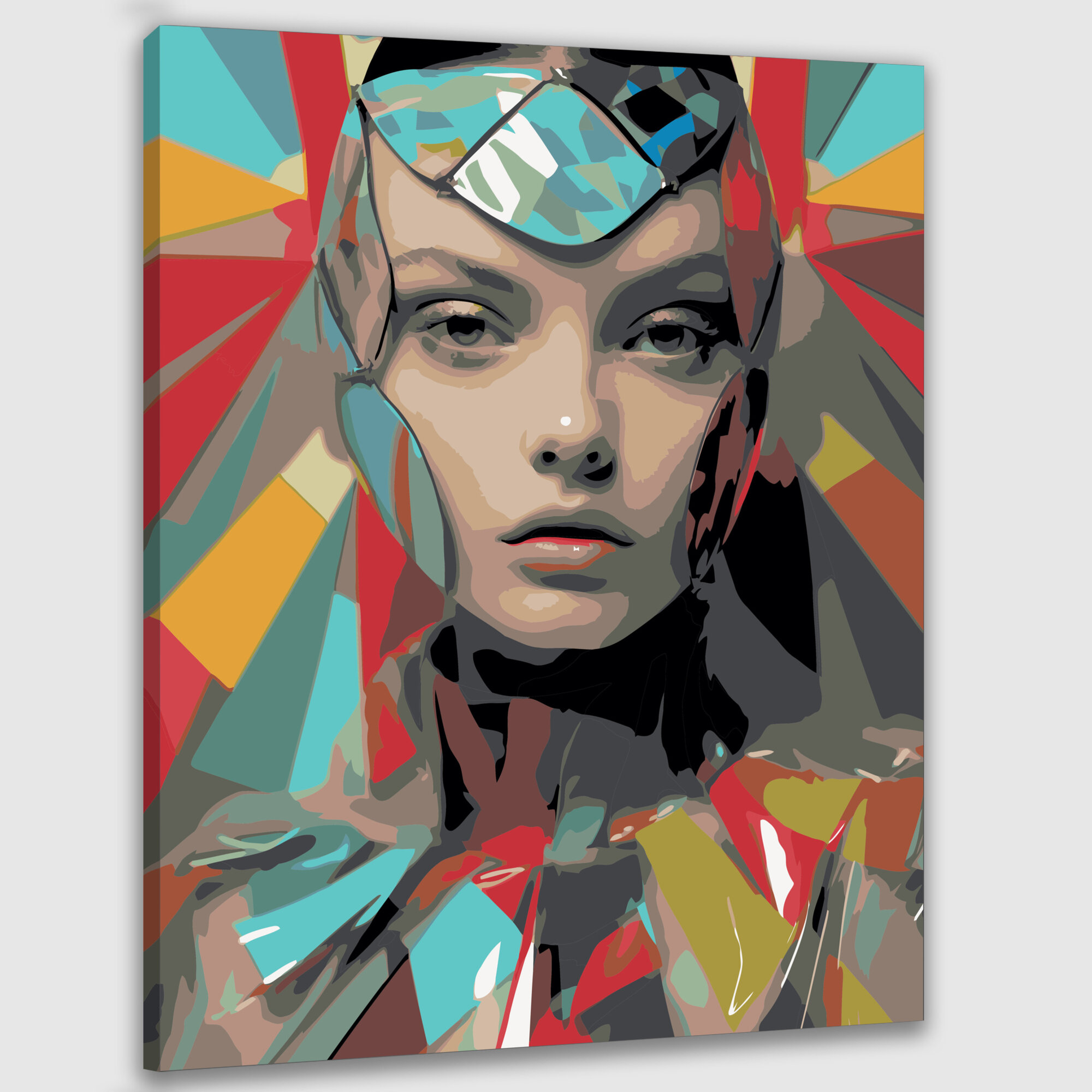 Картина по номерам 40x50 см, Модель, фотопортрет, калейдоскоп, яркие цвета, несовпадающие цвета, смелые тенденции