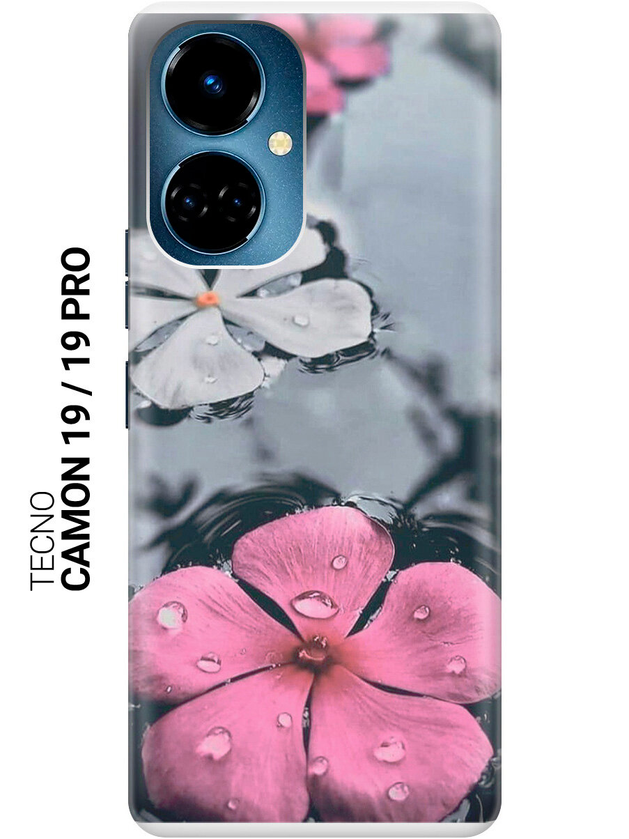Силиконовый чехол на Tecno Camon 19 / 19 Pro / Техно Камон 19 / 19 Про с рисунком "Фиалки в воде"