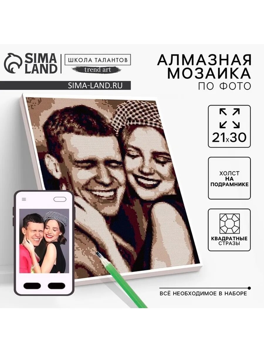 Алмазная мозаика по фото, на раме А4, полное заполнение, Vi